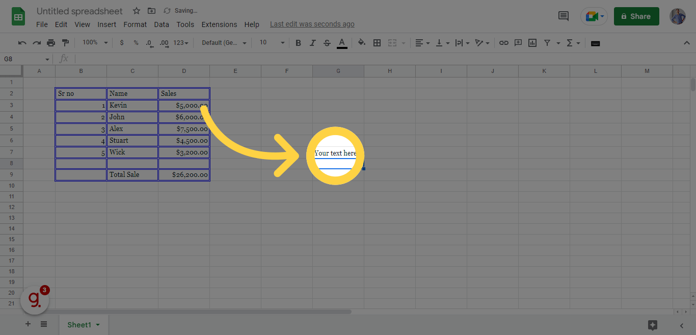 Rotate The Text In The Spreadsheet